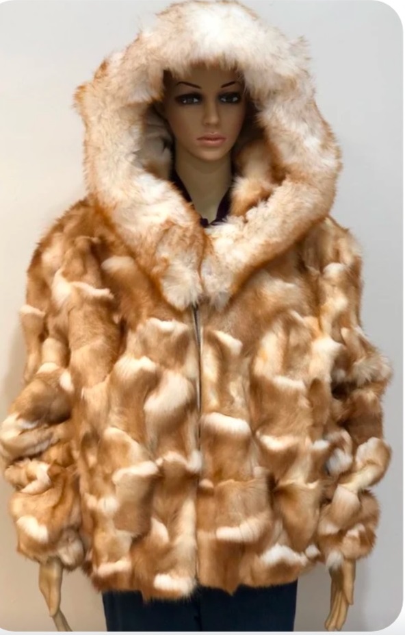Winter Furs Women's Fox Jacket W/ Hood Red At The Mister Shop Since 1948
